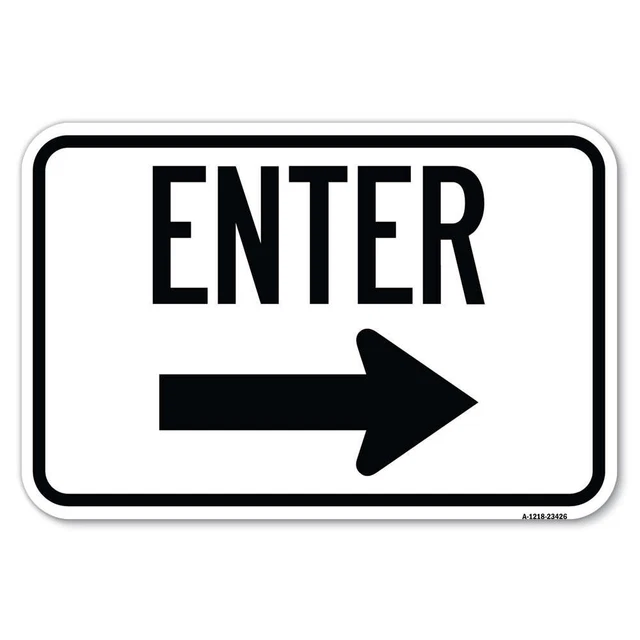 PARKING LOT SIGN Enter Sign (Right Arrow) Heavy Gauge Aluminum Parking ...