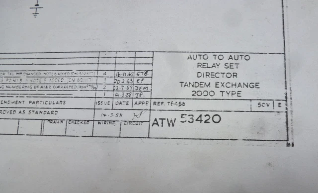 GPO STROWGER DIAGRAM Auto-Auto Relay Set Director Tandem Exchange Atw ...