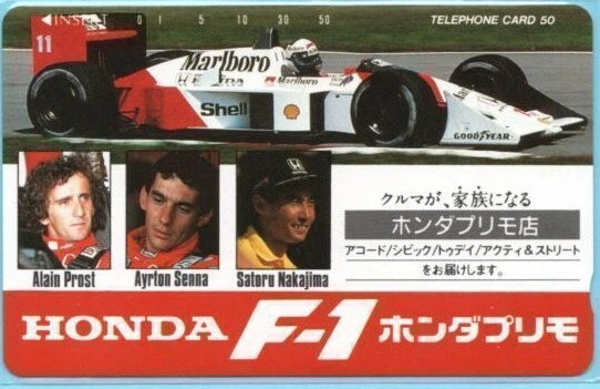 SCHEDA TELEFONICA F1/AYRTON Senna,Alain Prost, Satoru Nakajima Mclaren ...