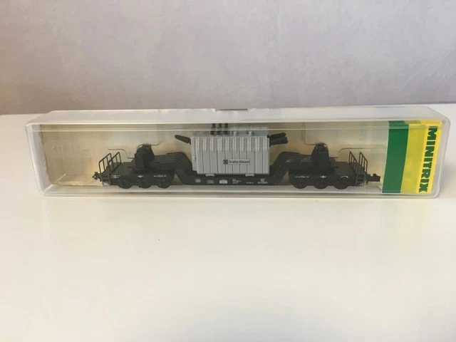 MINITRIX 3298 TIEFLADEWAGEN SSt Trafo Union der DB, 6-achsig, OVP, 3298 ...
