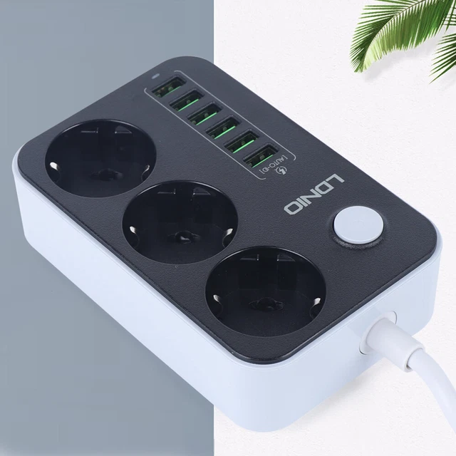 3-FACH STECKDOSENLEISTE MIT 6 USB Steckerleiste Mehrfachsteckdose ...