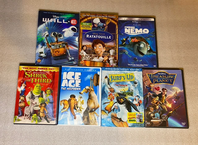 DISNEY PIXAR DVD Lot 7 Kid Movies Nemo Wall-E Ratatouille Shrek Ice Age ...
