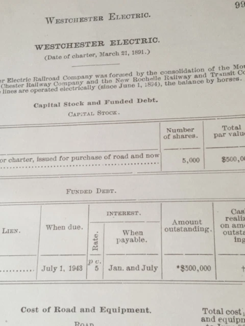 1895 TRAIN REPORT WESTCHESTER ELECTRIC RAILROAD Mount Vernon West Farms ...