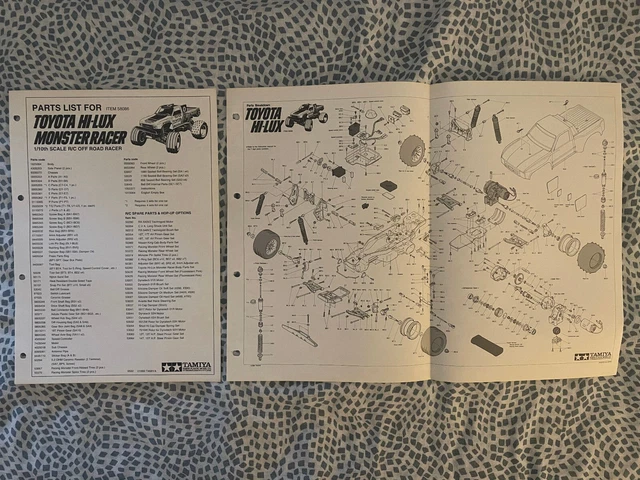 TAMIYA ORIGINAL EXPLODED Diagram Parts Guide Toyota Hilux Monster Racer ...