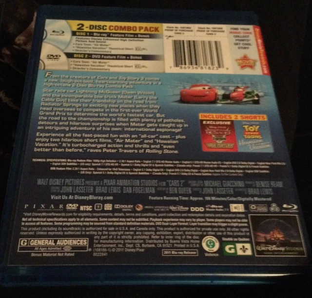 CARS 2 (BLU-RAY/DVD, 2011, 2-Disc Set)Authentic Disney RELEASE $7.00 ...