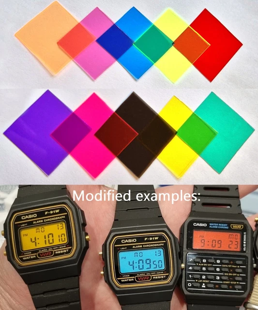 COLOUR SCREEN MODIFICATION Kit - Pack of 10 watch mod filters for Casio ...