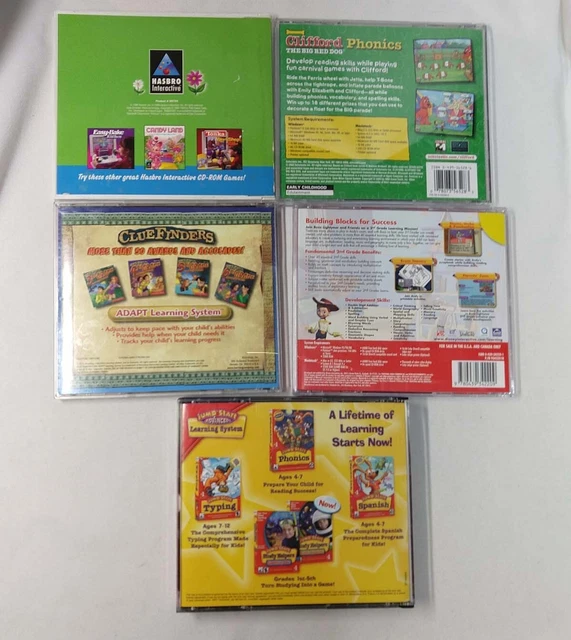 KIDS CD ROM Games Chutes Ladders Clifford 6th Grade Jump Start Disney 4 ...