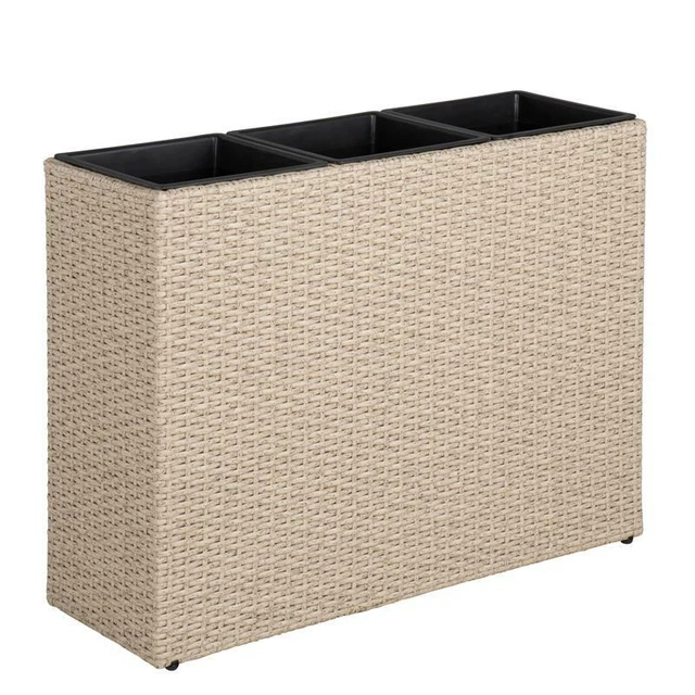 HOCHBEET POLYRATTAN BLUMENKÜBEL Pflanzkübel Rattan Blumentopf Set Beige ...