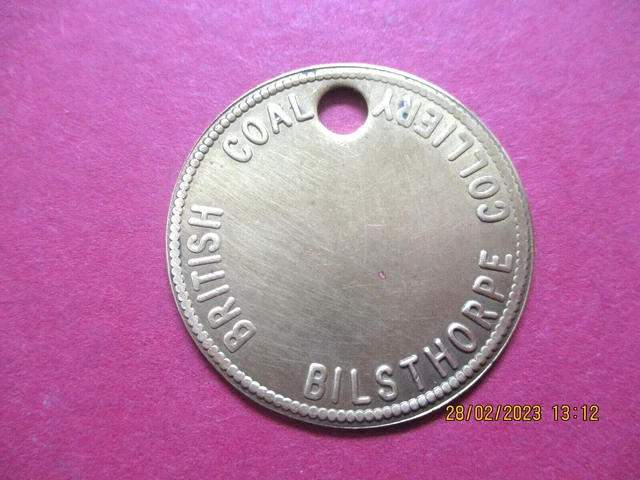 BRITISH COAL BILSTHORPE Colliery Brass Check Mining Miners Pit Lamp ...