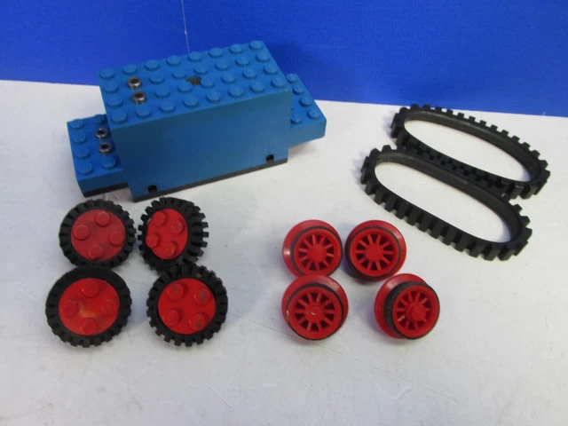 WORKING CLASSIC BASIC lego vintage 4.5v MOTOR SET blue ELECTRIC wheels ...