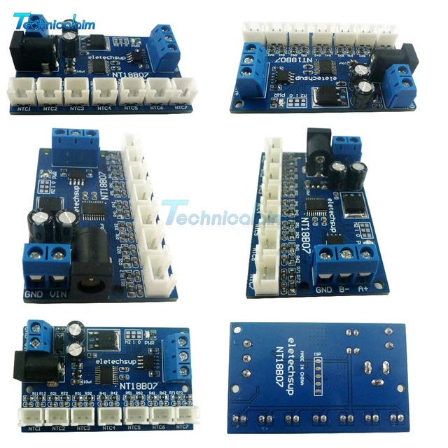 DC 12V 7-CHANNEL RS485 10K NTC Thermistor Temperature Sensor Module ...