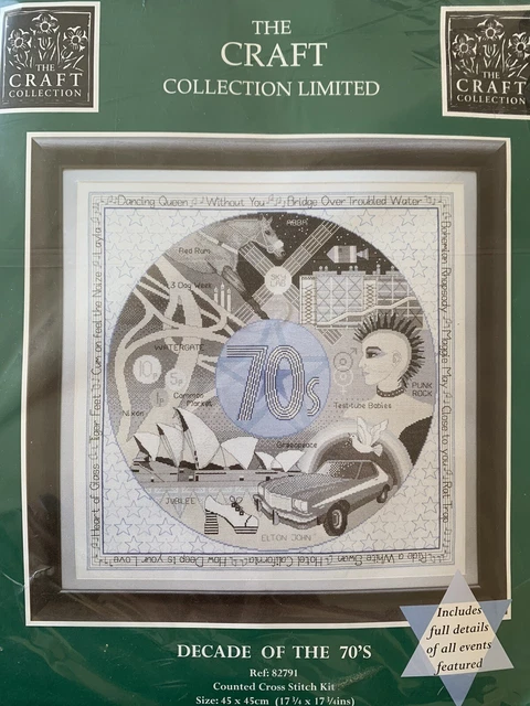 THE CRAFT COLLECTION. Decade Of The 70's. Counted Cross Stitch Kit ...