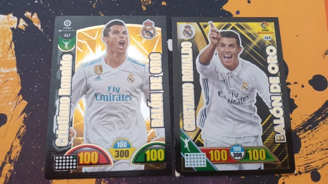 SET X 2 CARD CRISTIANO RONALDO BALON ORO GOLD REAL MADRID ADRENALYN ...