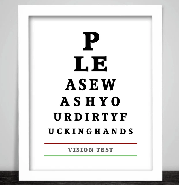 A RUDE FUNNY Eye Chart. Toilet Bathroom Loo Print Poster. Wash your ...