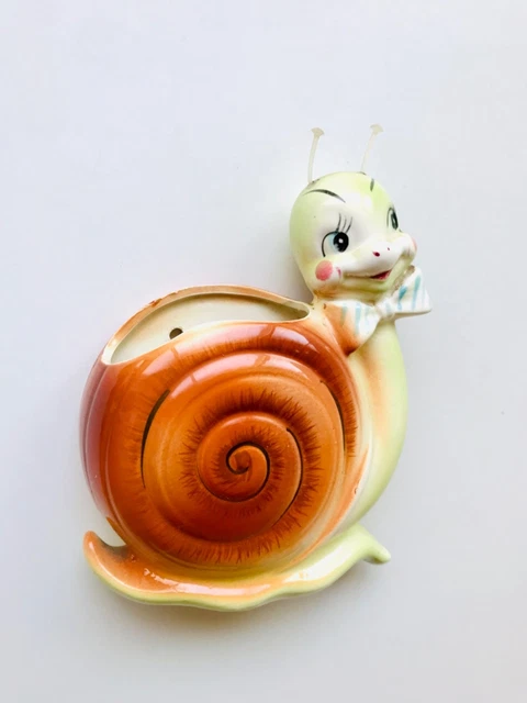VINTAGE SNAPPY THE Snail Wall Pocket Vase - Enesco - Mid Century - Rare ...