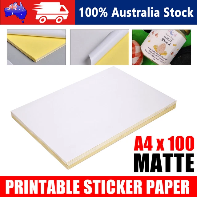 100PCS STICKER PAPER A4 Matte Self Adhesive Sheet Label Laser Inkjet ...