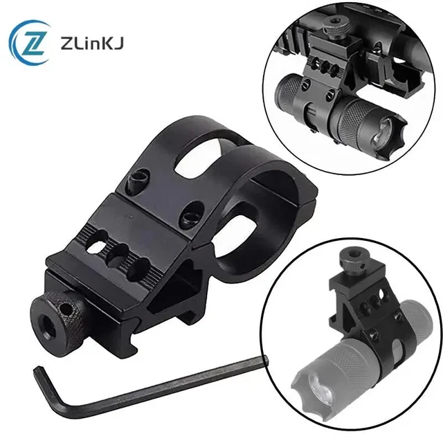 TACTICAL QUICK RELEASE Offset Flashlight Mount Holder Picatinny Rail T ...