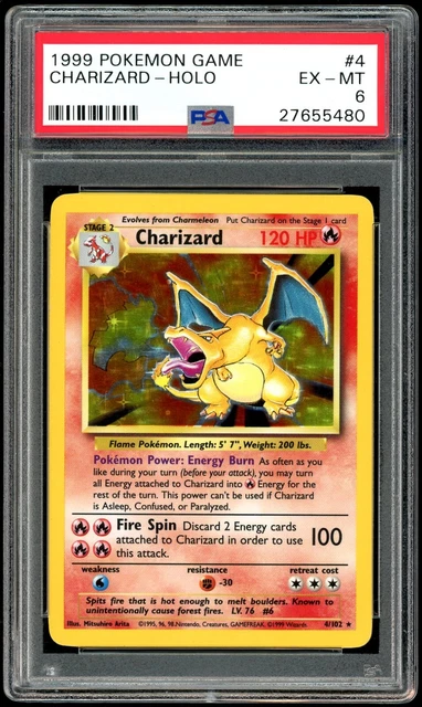 POKEMON CHARIZARD 4/102 Base Set Unlimited Holo Rare Graded Card English PSA 6 EUR 279,95 ...