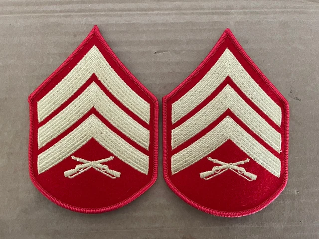 USMC SERGEANT RANK Insignia Embroidered Patch Original Gold & Scarlet ...