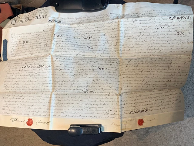 1756 INDENTURE CERTIFICATE Exactly as images Completely Original 27" x ...