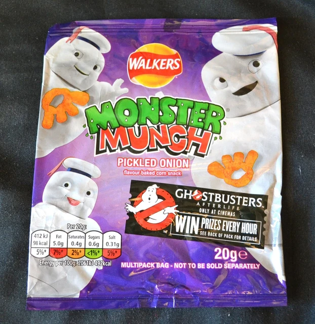 UK EMPTY CRISP Packet Ghostbusters Afterlife Pickled Onion Monster ...
