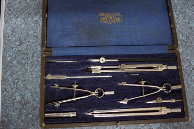 ANTIQUE JAYWESS SERIES TECHNICAL DRAUGHTSMAN DRAWING COMPASS SET 10 ...