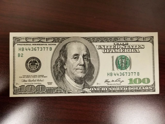 SERIES 2006 US One Hundred Dollar Bill Note $100 ~ New York ~ HB 44367377 B £93.91 - PicClick UK