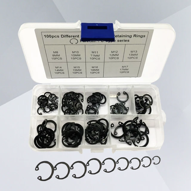 100 IN 1 65 Mn Carbon Steel Universal Snap Rings Set for Automotive £8. ...
