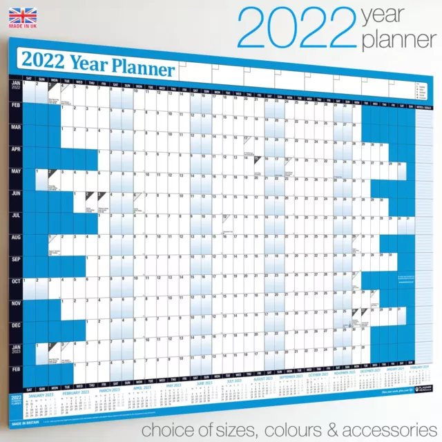 2022 YEAR PLANNER Wall Chart+Calendar+Holidays Home Office WIDEST RANGE ...
