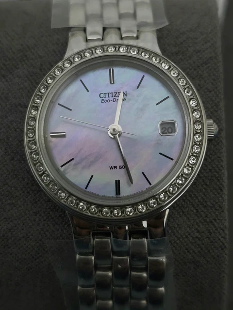 CITIZEN LADIES ECO-DRIVE Crystal Bracelet Watch, Solar power, Pearl ...