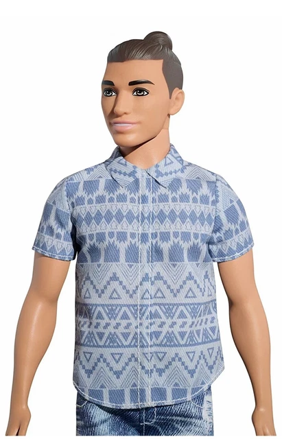 BARBIE FASHIONISTAS BROAD Ken Doll Distressed Denim Manbun New Box ...
