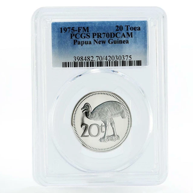 PAPOUASIE-NOUVELLE-GUINÉE PIÈCE DE 20 toea Bennet's Cassowary PR70 PCGS ...