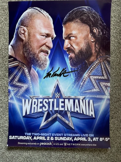 WWE WWF WRESTLEMANIA 38 A3 Poster Signed By Tatanka £30.00 - PicClick UK