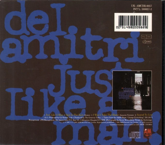 DEL AMITRI JUST Like A Man CD UK A&m 1992 in fold out digi pack b/w ...