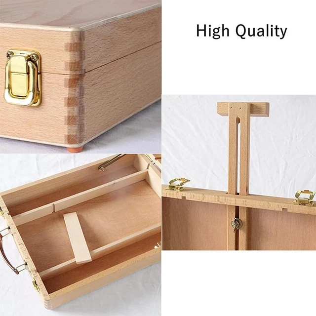 WOODEN EASEL STORAGE Box, Adjustable Wooden Desktop Painting Easel Box ...
