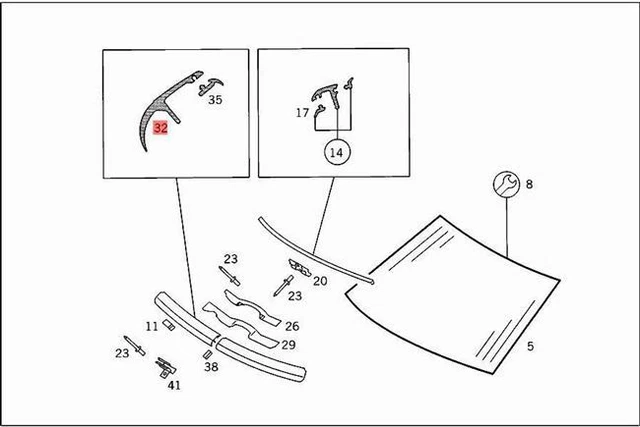 GENUINE MERCEDES C124 S124 Outer moulding Below windshield N/S ...