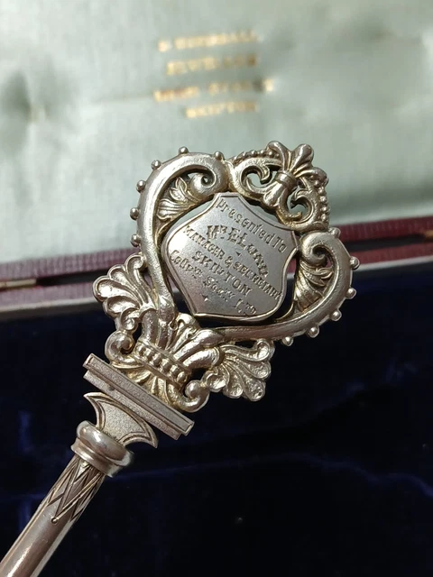ANTIQUE HM SILVER Ceremonial Key Skipton 1903 Boxed Presented Co Op ...