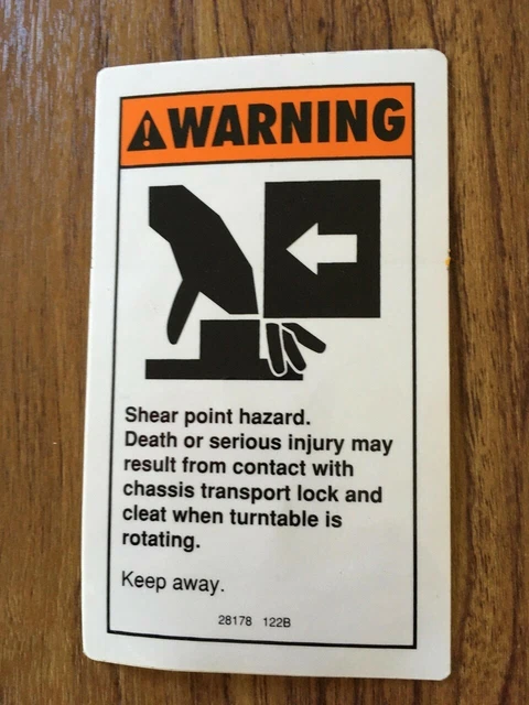GENIE MEWP WARNING Shear Point Hazard Decal Sticker 28178 122B New Old ...