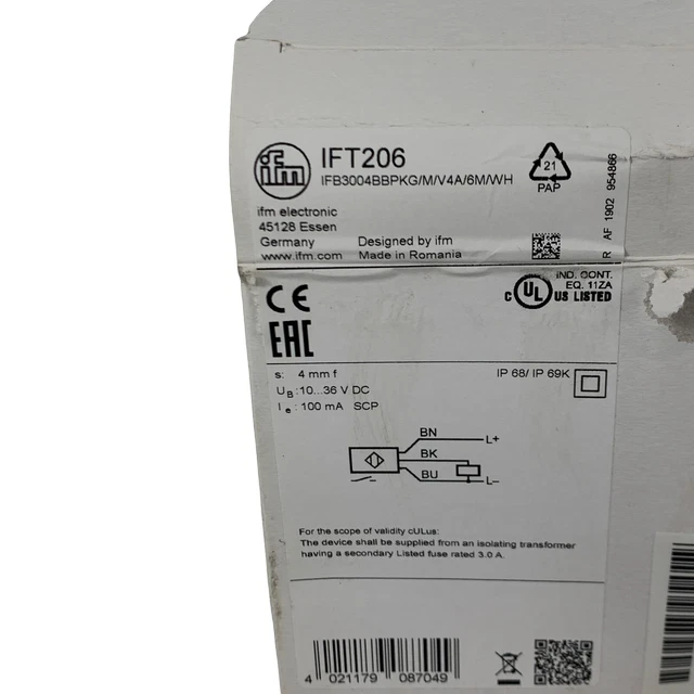IFM IFT206 IFB3004BBPKG/M /V4a/6m/ WH Capteur Inductif EUR 83,19 - PicClick FR