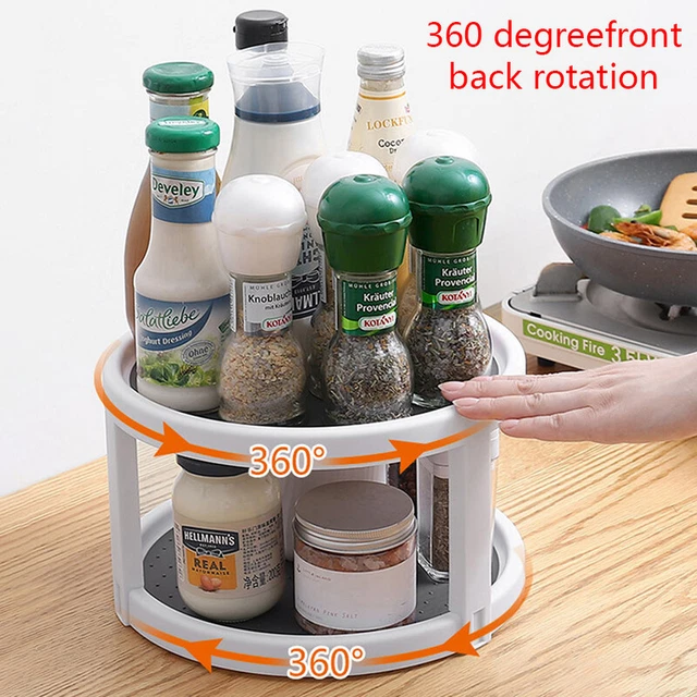MULTIFUNCTION ROTATING JARS Spice Rack Bottle Storage Cabinet Kitchen ...