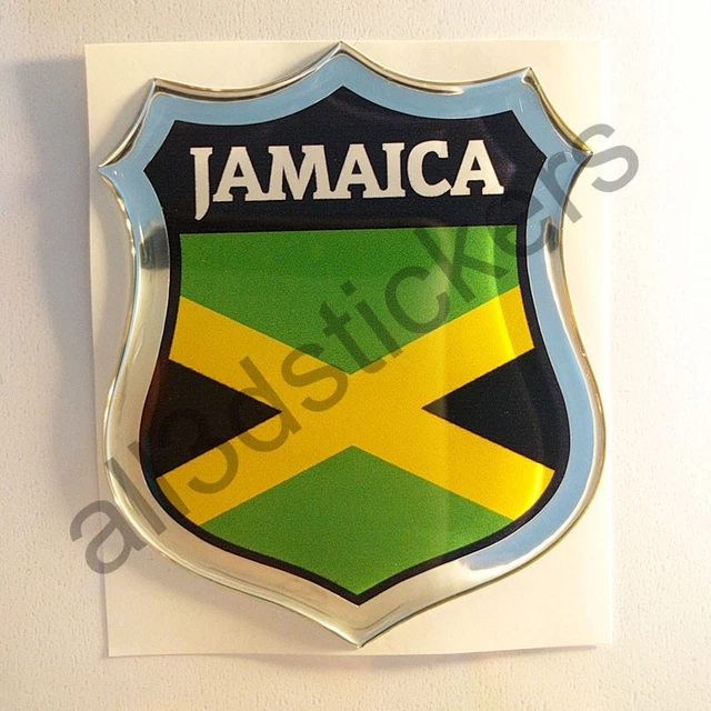 PEGATINA JAMAICA 3D Escudo Emblema Vinilo Adhesivo Resina Relieve Coche ...