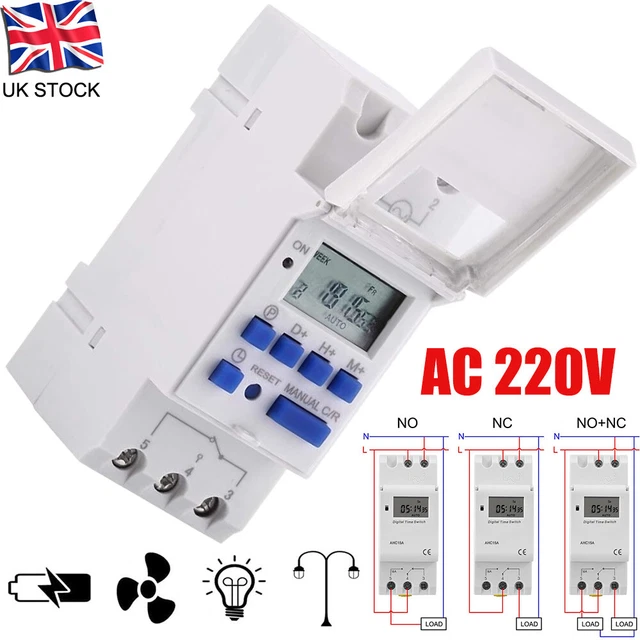 DIN RAIL CONTROL Timer Relay 220V Weekly Programmable Digital Switch ...