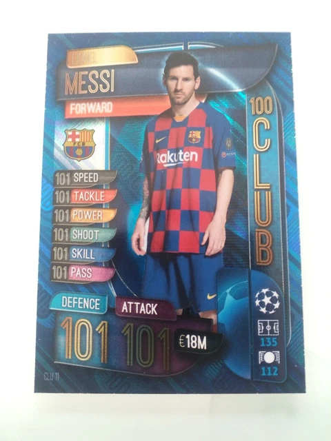 MESSI TOPPS MATCH Attax 100 Clubs Mint condition no panini blue ...