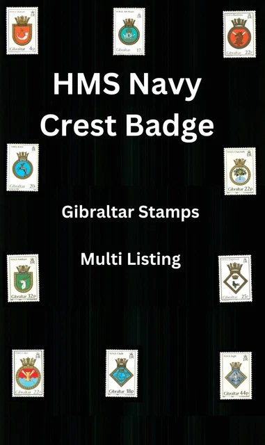 HMS ROYAL NAVY Crest Badge on 1980s Gibraltar Stamp - Select Multi ...