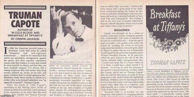 TRUMAN CAPOTE. CECI Est Un Article Original Séparé D'un Numéro Du Livre ...