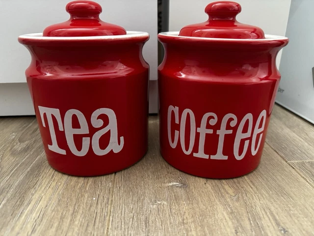 RARE VINTAGE TG Green Spectrum Tea and Coffee storage jars Red And ...