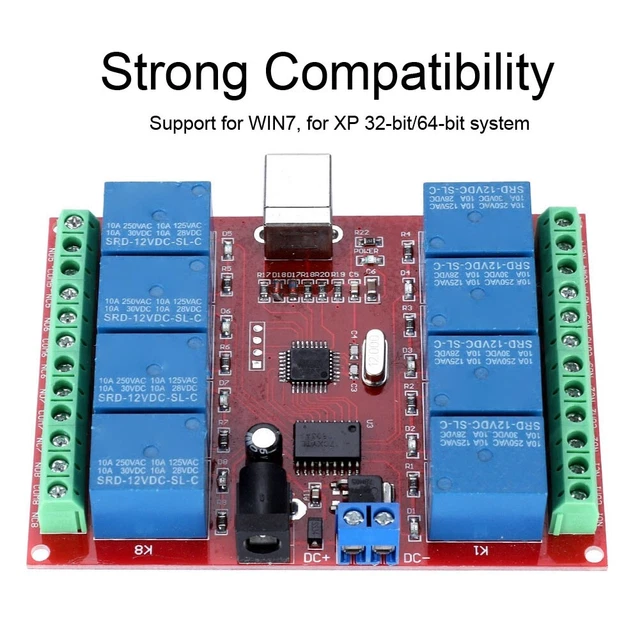8-CHANNEL 12V COMPUTER USB Intelligent Control Switch Relay Module Free ...
