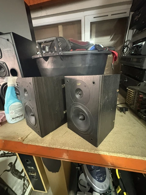 GALE SILVER MONITOR Speakers Pair Black Bookshelf HiFi 6 Ohm Tested £9. ...