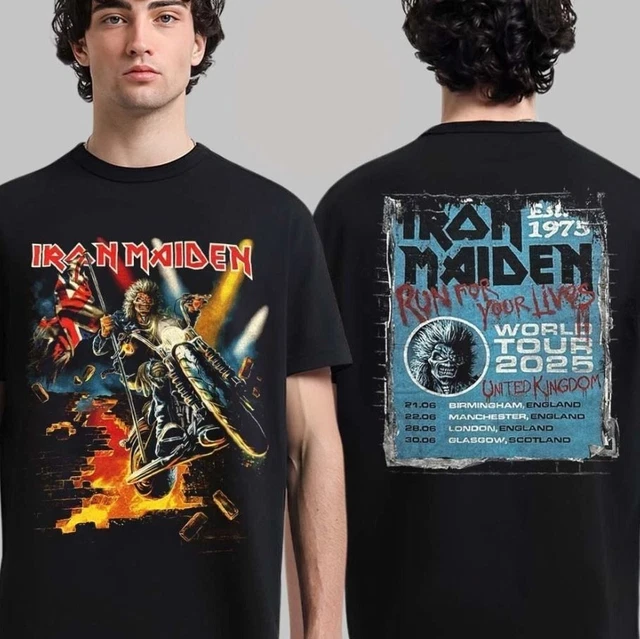 IRON MAIDEN RUN For Your Lives World Tour 2025 UK Event Tee £21.28 ...
