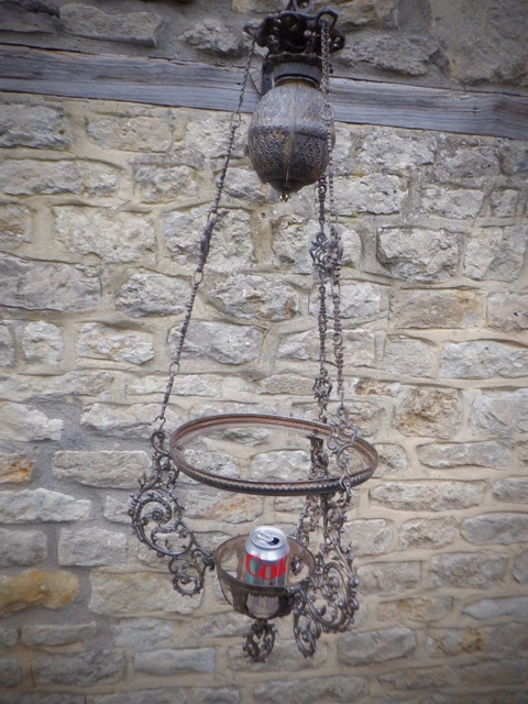 ANTIQUE CAST IRON Victorian Rise & Fall Oil Lamp Holder - Highly ...
